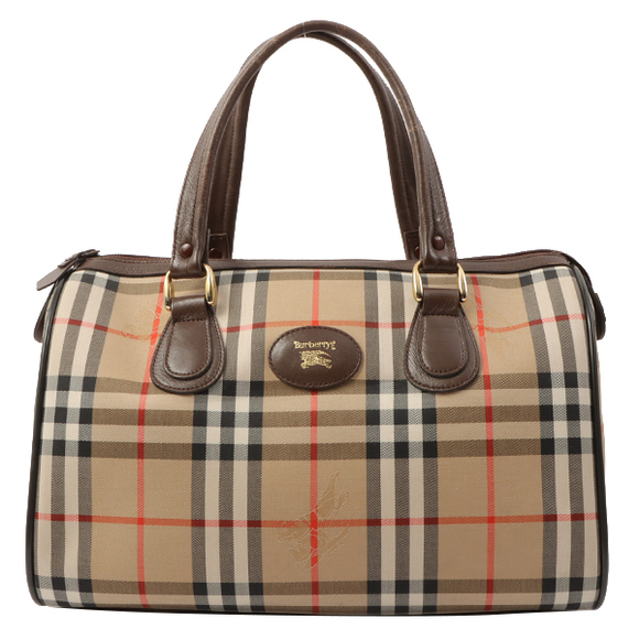 Burberry | Bags | Burberry Nova Check Pattern Logo Embossed Boston Bag ...